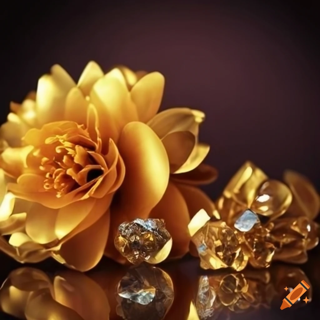 Golden flowers and crystals