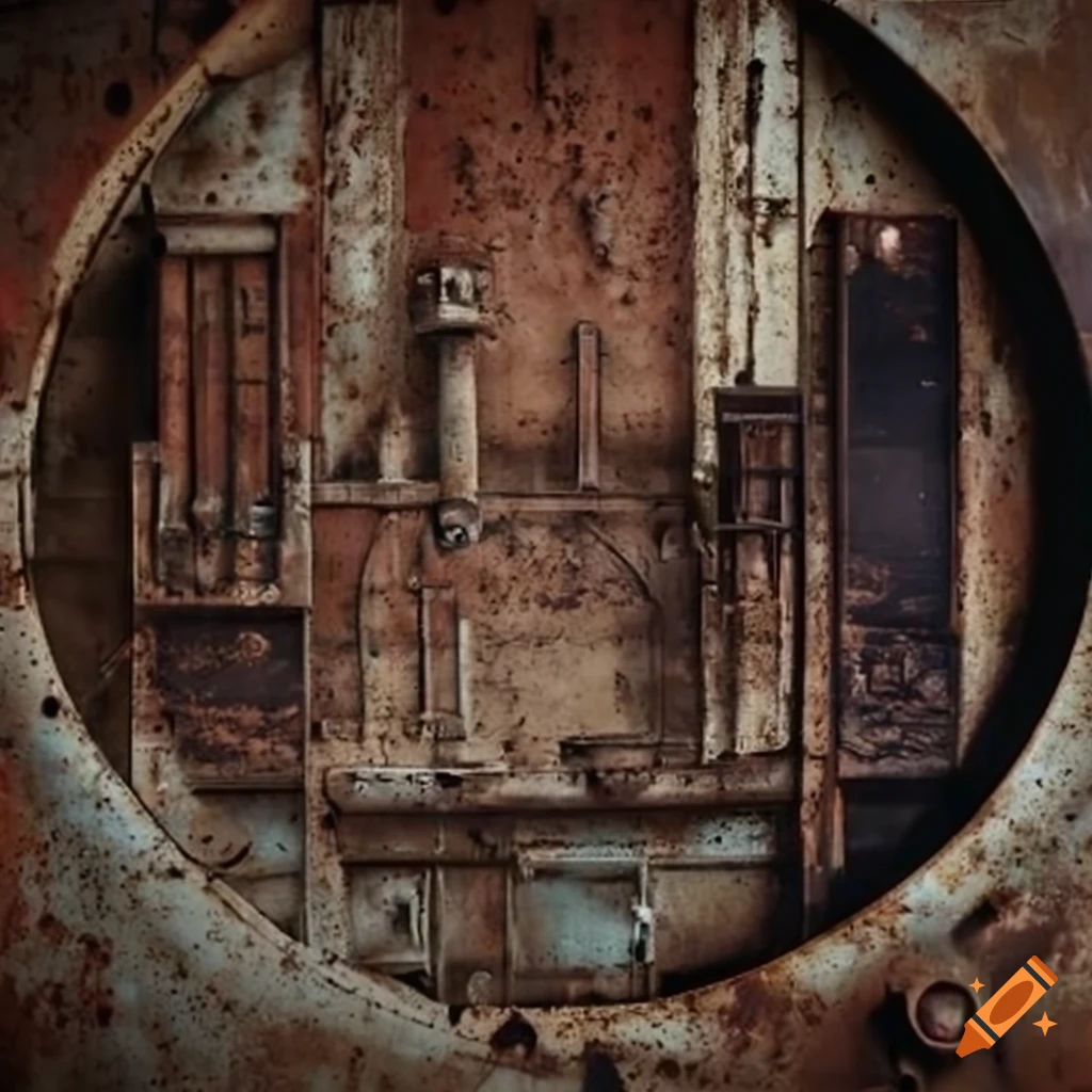 Hand-crafted industrial decay rendered through realistic corrosion images