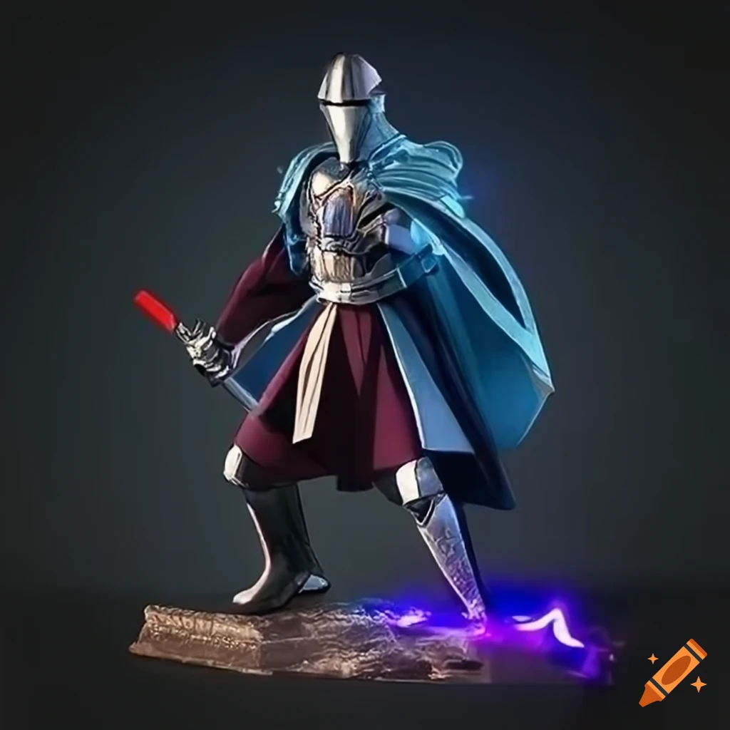 Tanjiro kamado fusion Mace Windu as blue templar armor knight with ...