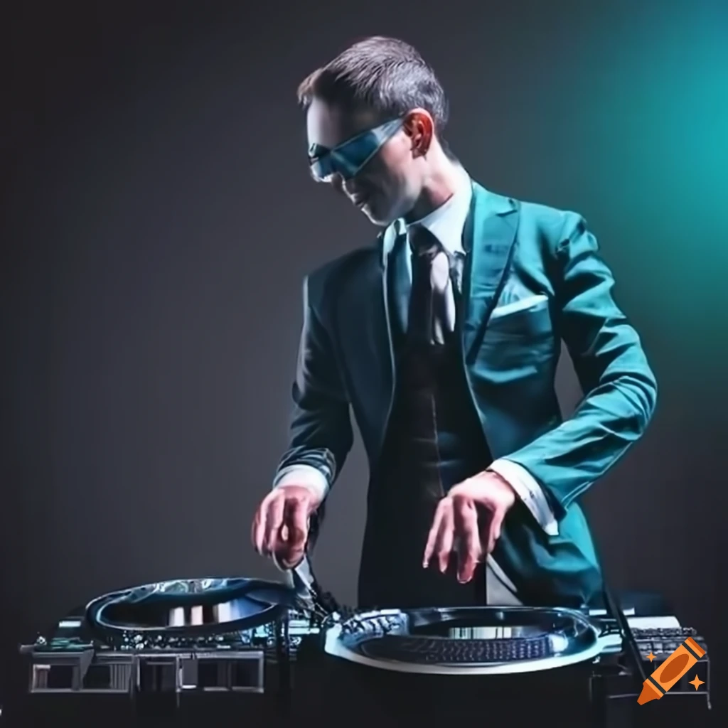 A dj in a suit performing on Craiyon