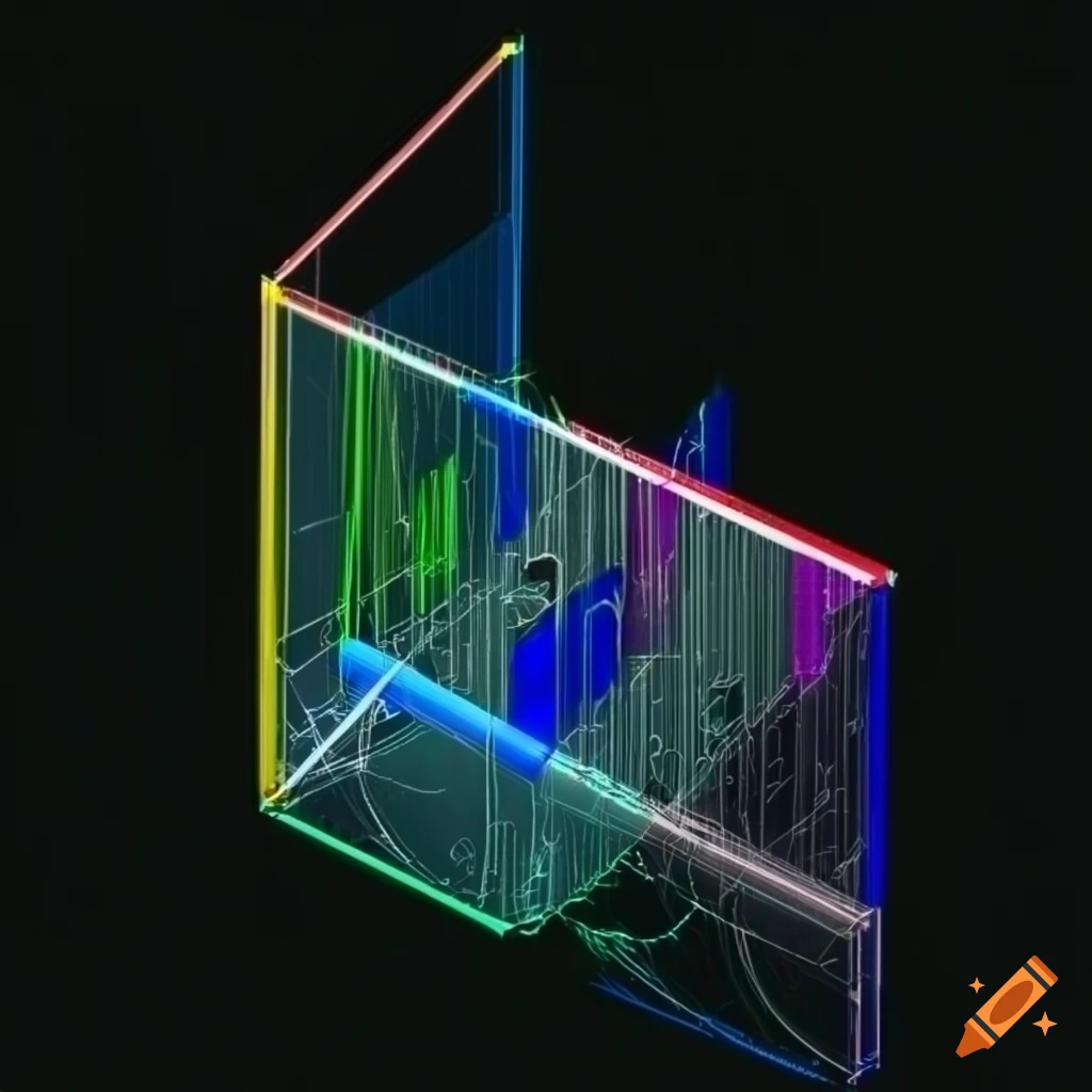 Five vectors displayed in a 3d, 3 dimentional statistical chart, vivid ...