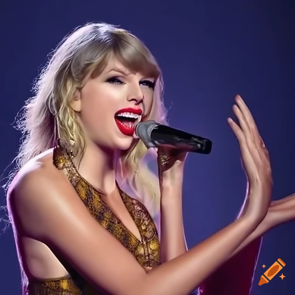 Taylor swift with beautiful giant hands and a body like shrek on Craiyon