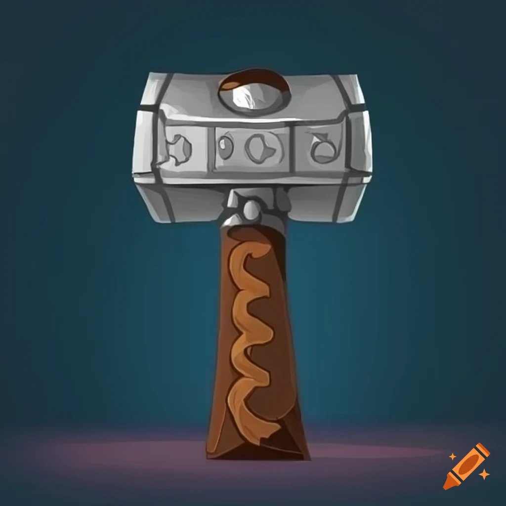 A mighty viking hammer in a cartoon rendering
