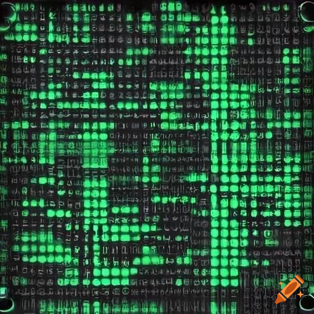 Falling green code against a black void depicting an emerging ...