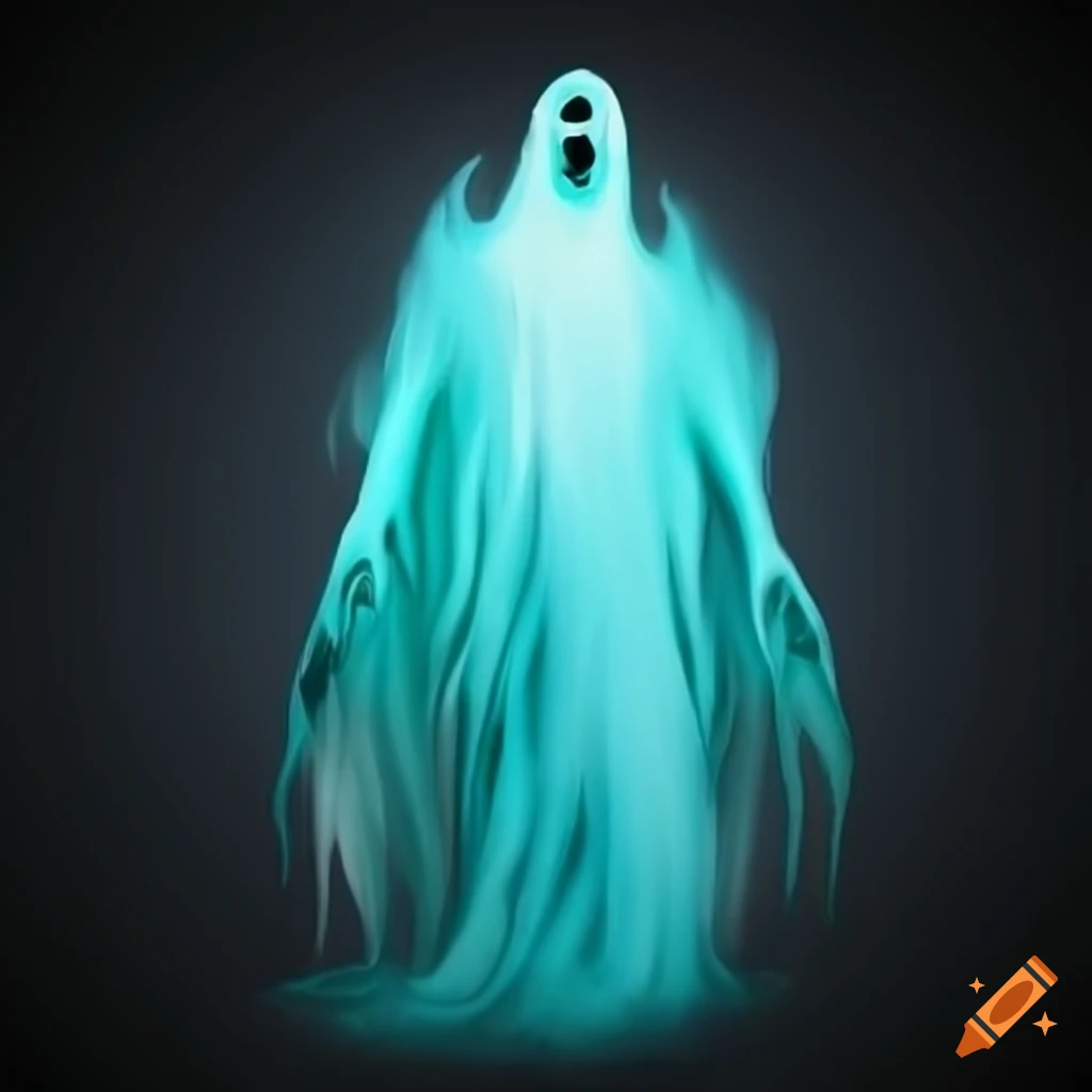 Evil cyan ghost spirit black background