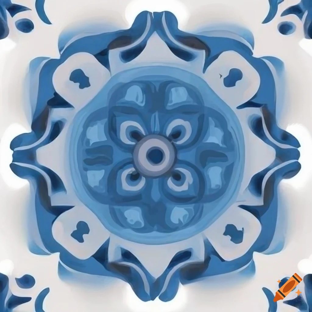Blue illustration of greek tile with white background