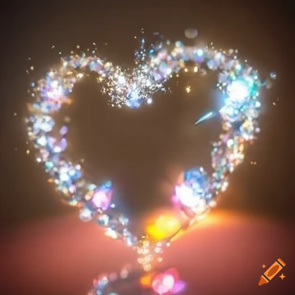 A sparkling crystal heart shining with radiant beauty on Craiyon