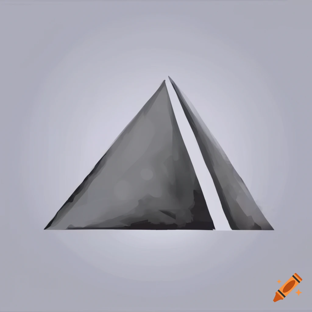 Illustration of a pyramid, upside down, simple, white background on Craiyon