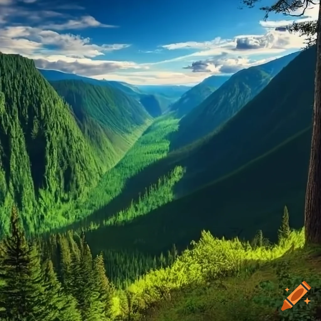 Amazing forest, looking over an open valley