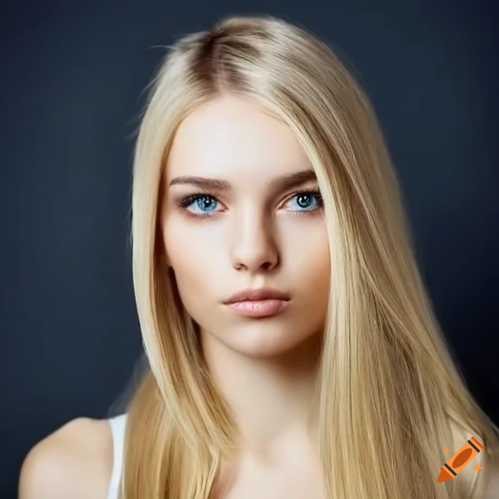 Beautiful young woman shoulder-length blonde hair on Craiyon