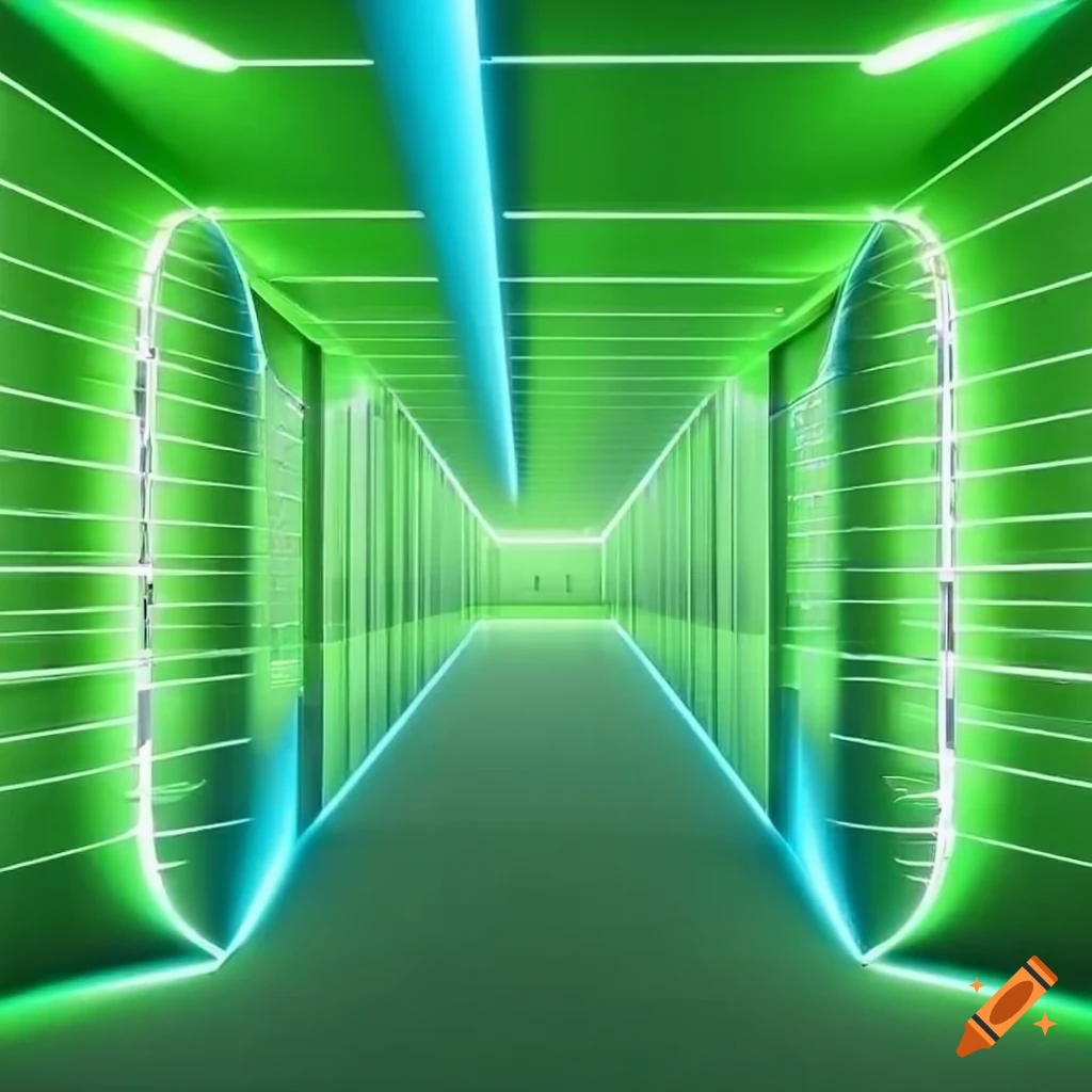 Striking neon green area with futuristic design