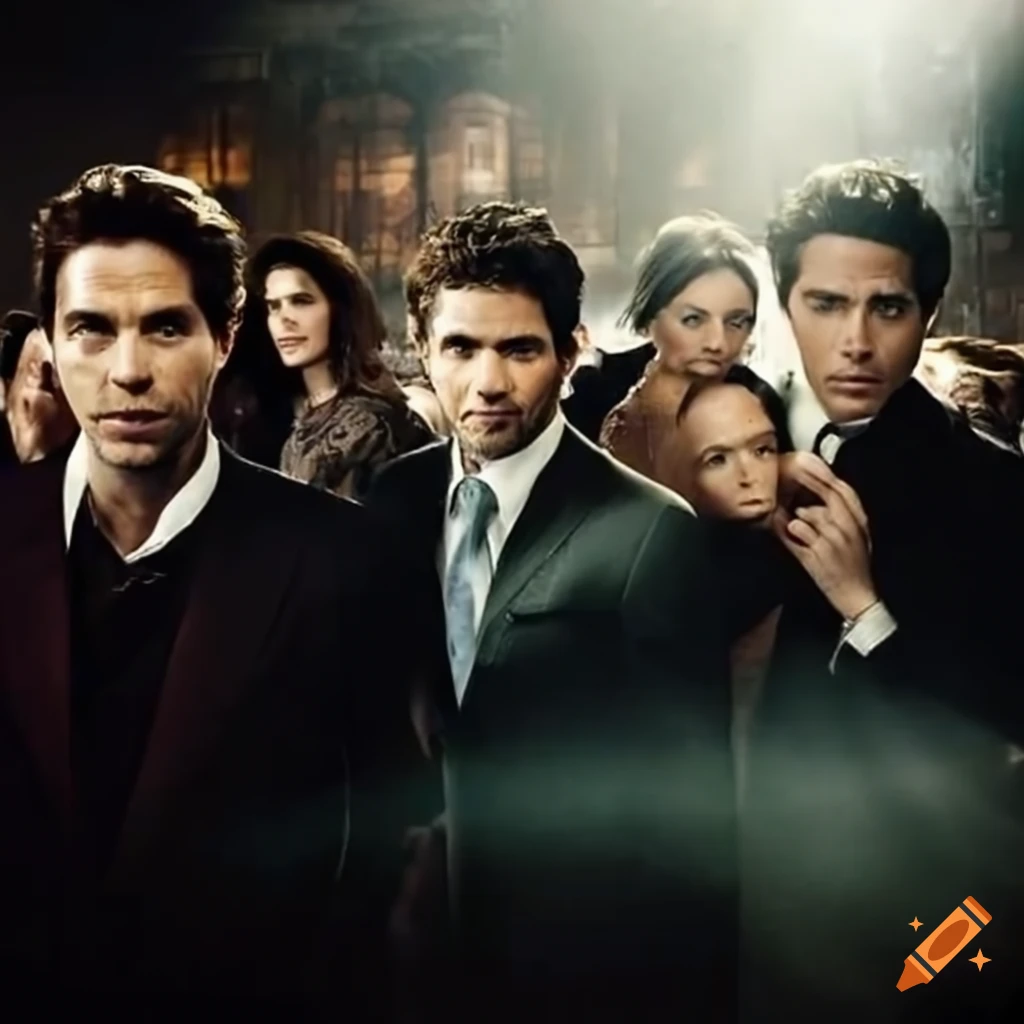 Group photo of the Entourage cast on a film set on Craiyon