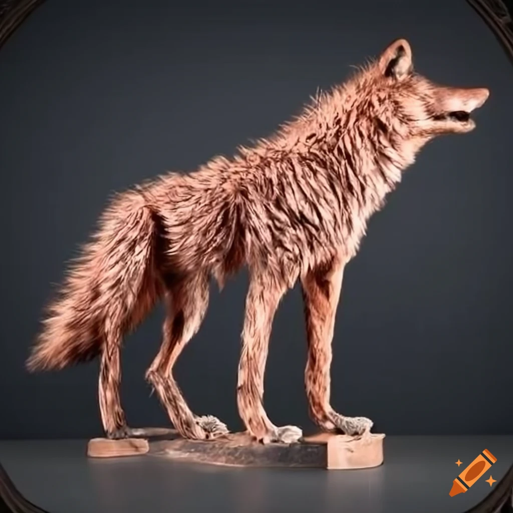 A wolf with fur made of copper