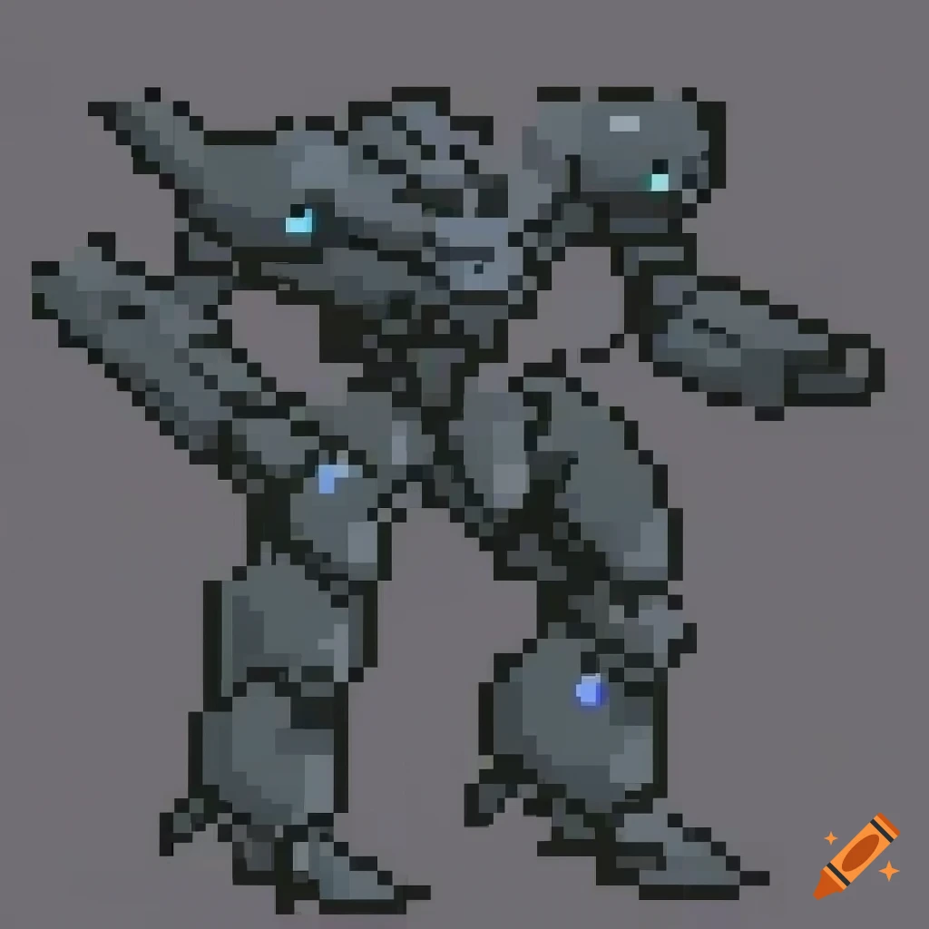 Pixel art armored core mecha no background