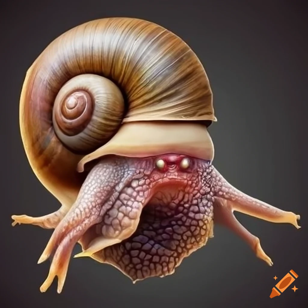 Part man and part snail ugly creature on Craiyon