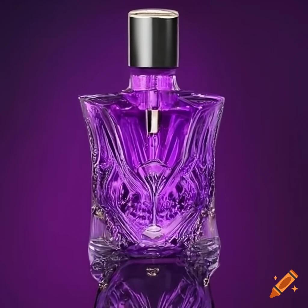 Purple perfume bottle on black panther charchter theme