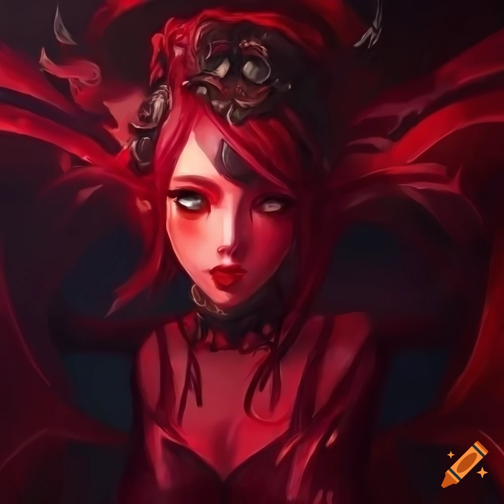 Red skin demon girl artwork inspired by the works of WLOP, YDIYA ...