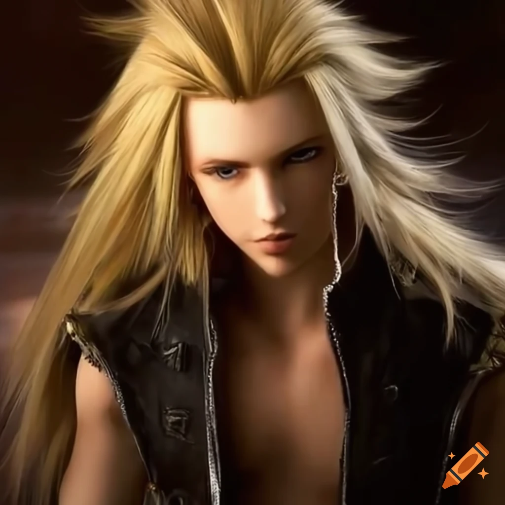 Cody fern with long flowing blonde hair wearing clouds outfit from final fantasy 7, hd