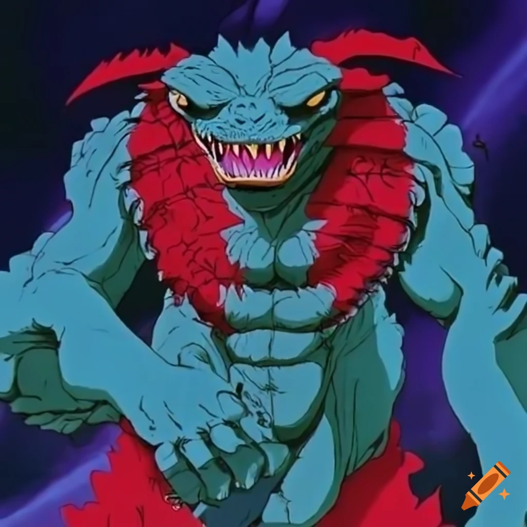 80-90's anime ova, lizard monster beast on Craiyon