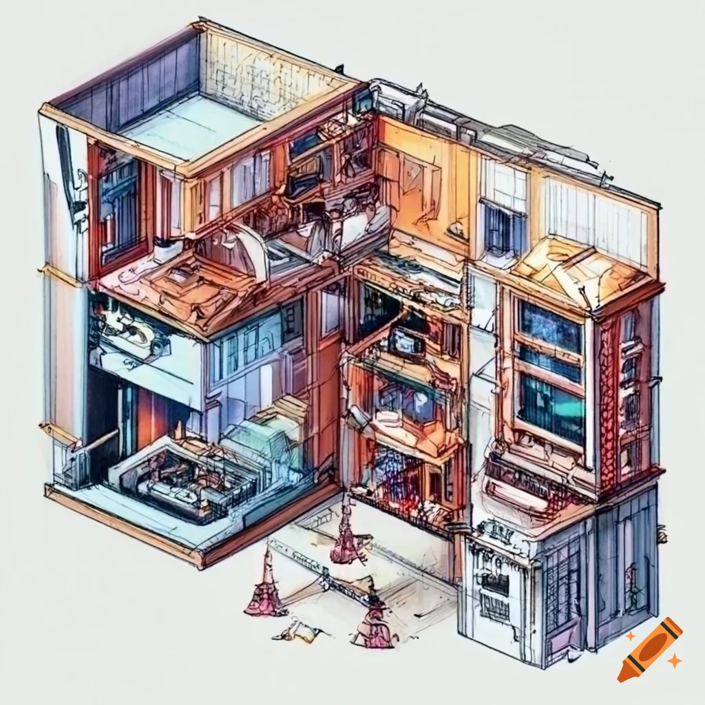 Technical drawing cutaway