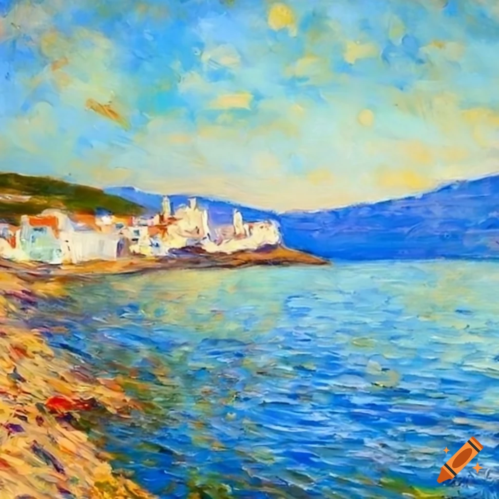 Impressionist painting of cadaqués beach