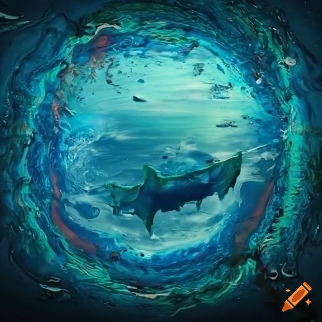 Corrupted image broken-screen of the ocean