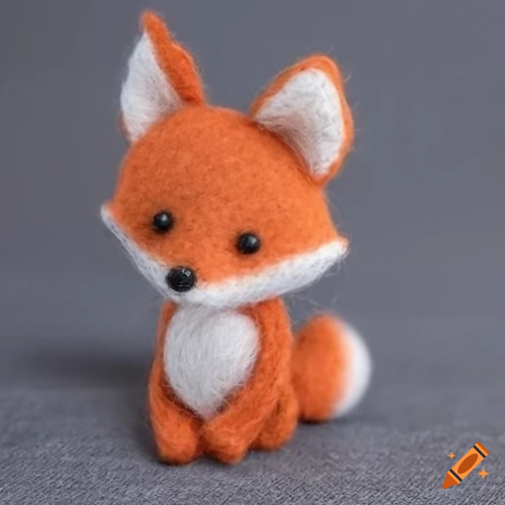 Tiny cute 3d felt fiber toy fox, made of yarn on Craiyon