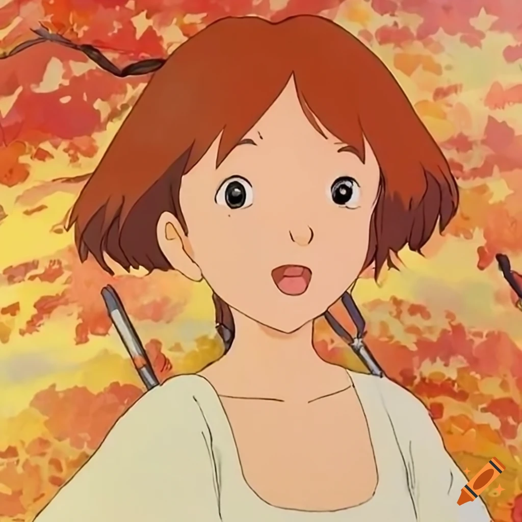 Princess of autumn rain painted by hayao miyazaki in studio ghibli ...