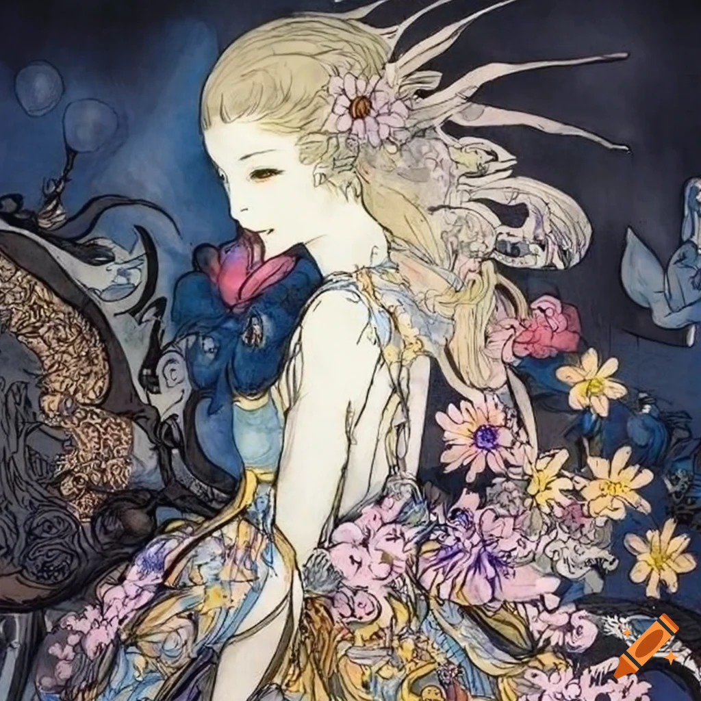 Princess of Spring Flowers, Final Fantasy concept art by Yoshitaka ...