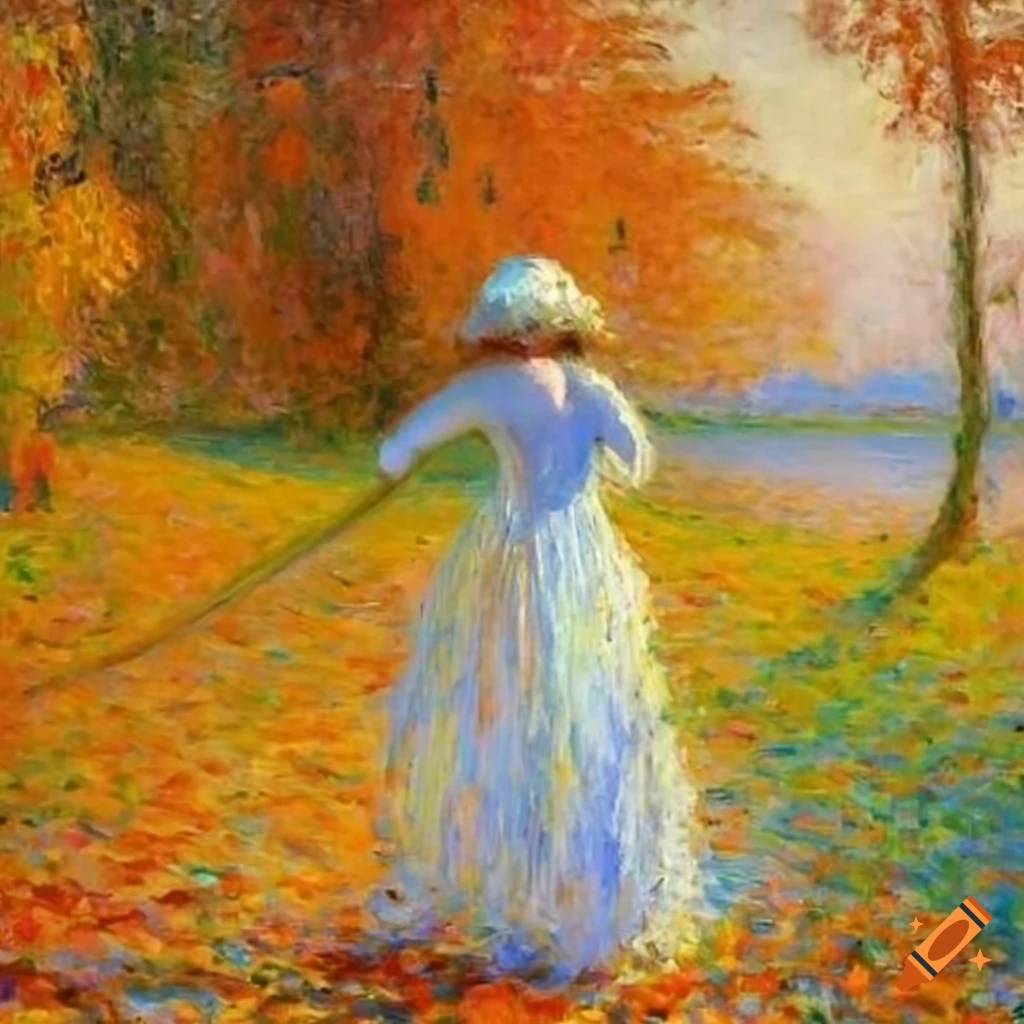 Princess of autumn rain, impressionist painting by claude monet, oil on ...