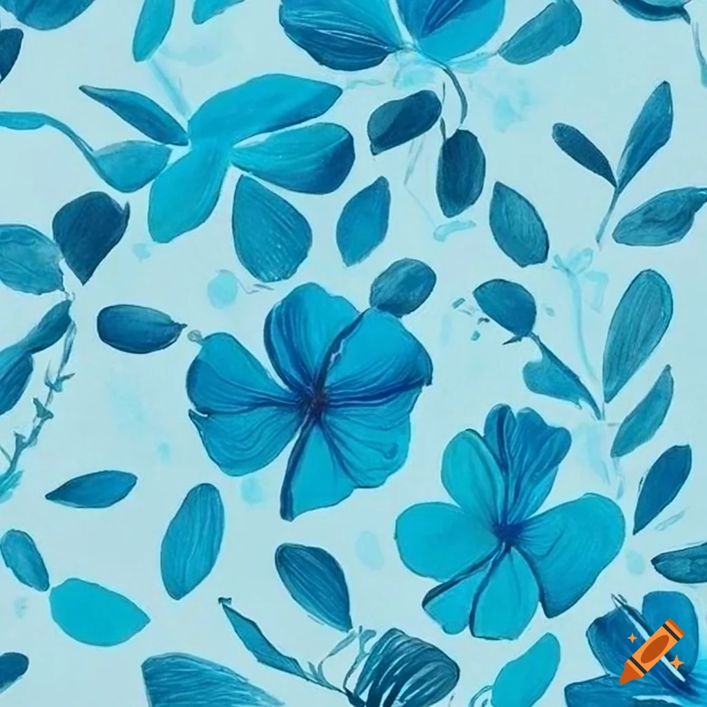 Petals pantone cyan, drawing for henrry michaux