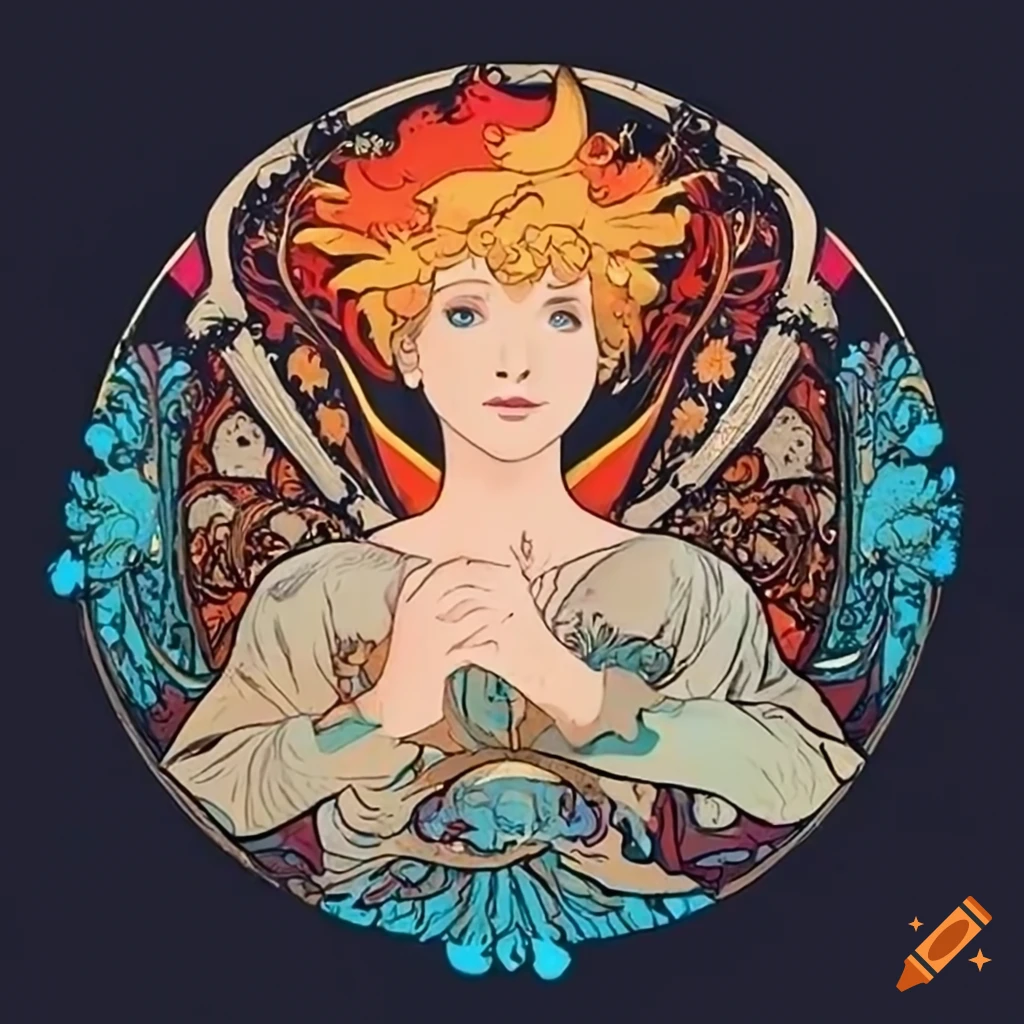 The little prince exploring the galaxy vibrant painting mucha on Craiyon