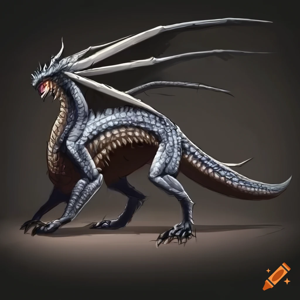 Dragon full body concept designs, side view