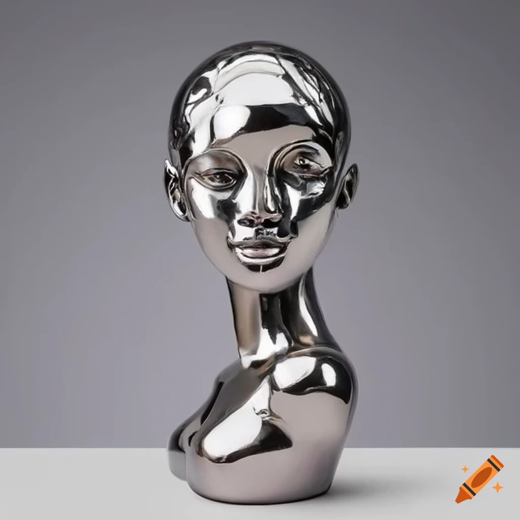 Chrome statue african girl on Craiyon
