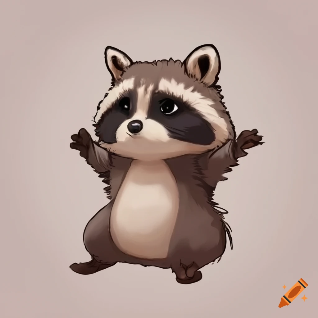 Raccoon furry chubby anthropomorfic stand