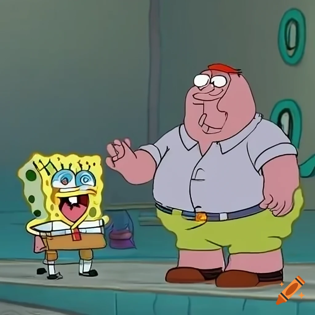 Spongebob and peter griffin crossover episode on Craiyon