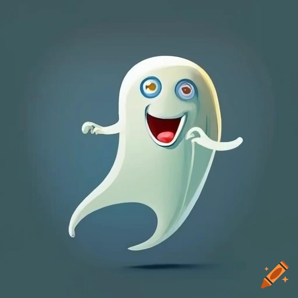 Cartoon ghost smiling on Craiyon