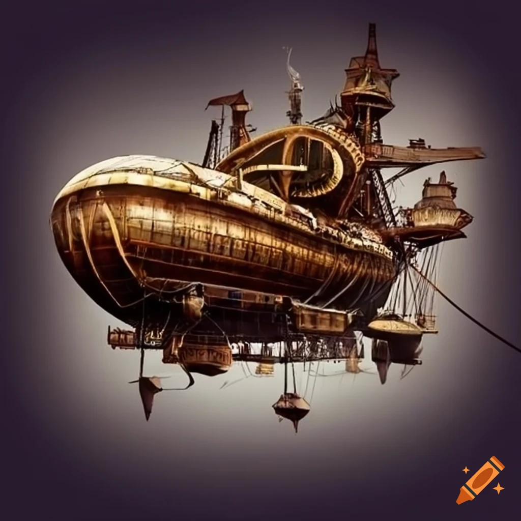 Magnificent airships in steampunk style on Craiyon