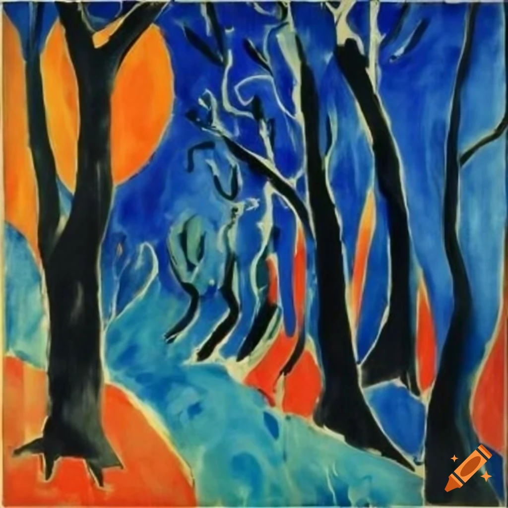 Dancing trees at night by matisse on Craiyon