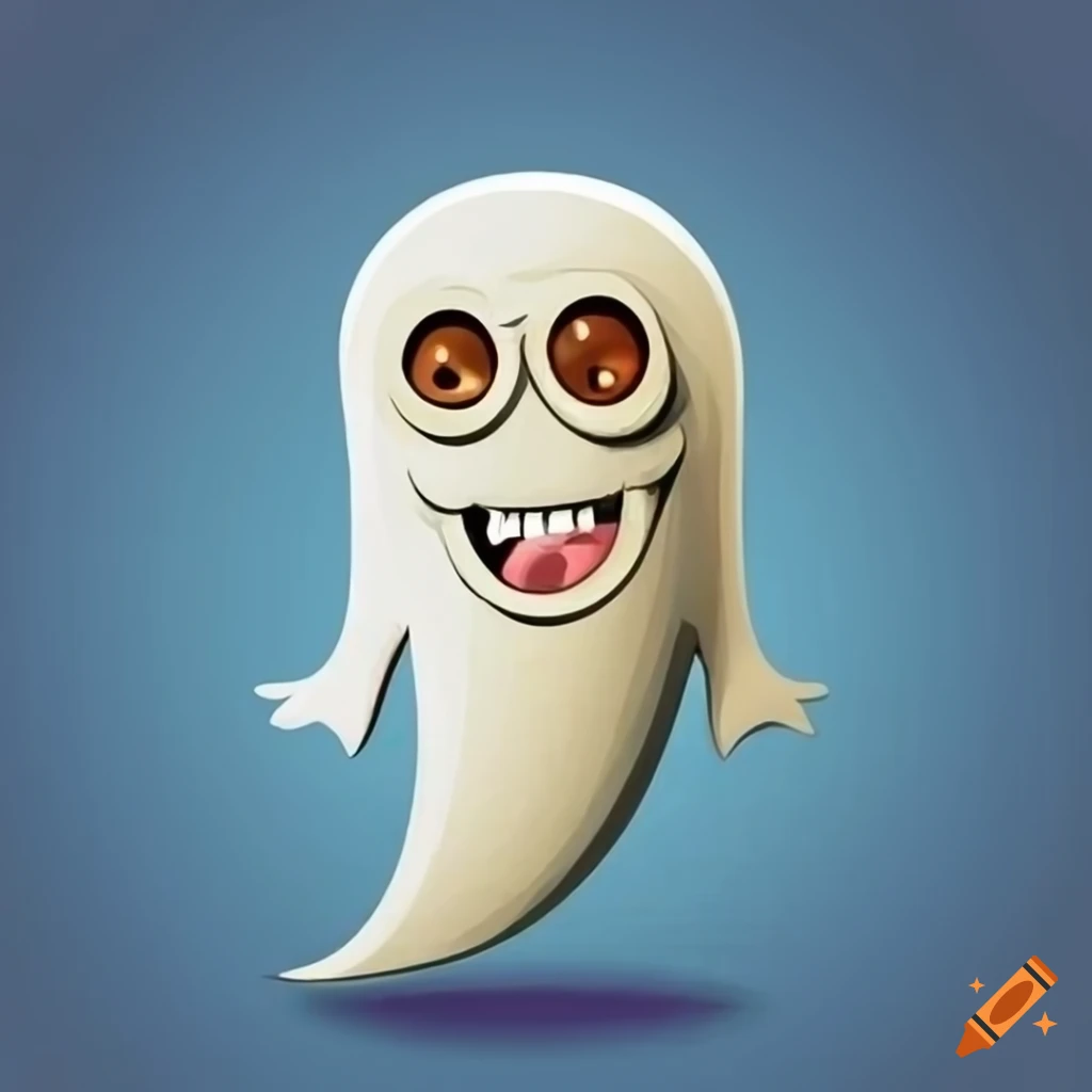 Cartoon ghost smiling on Craiyon