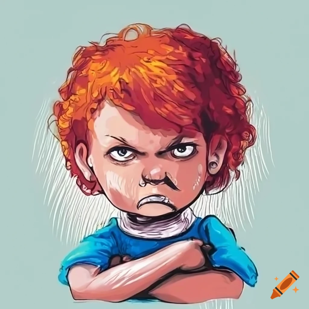 Angry redhead child sitting on Craiyon