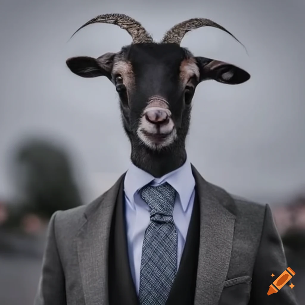 Cabra con traje y corbata
