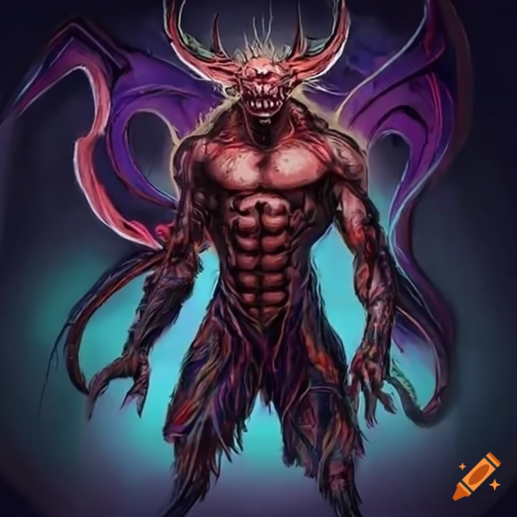 The demonic villain looms large, his dark and menacing figure filled ...