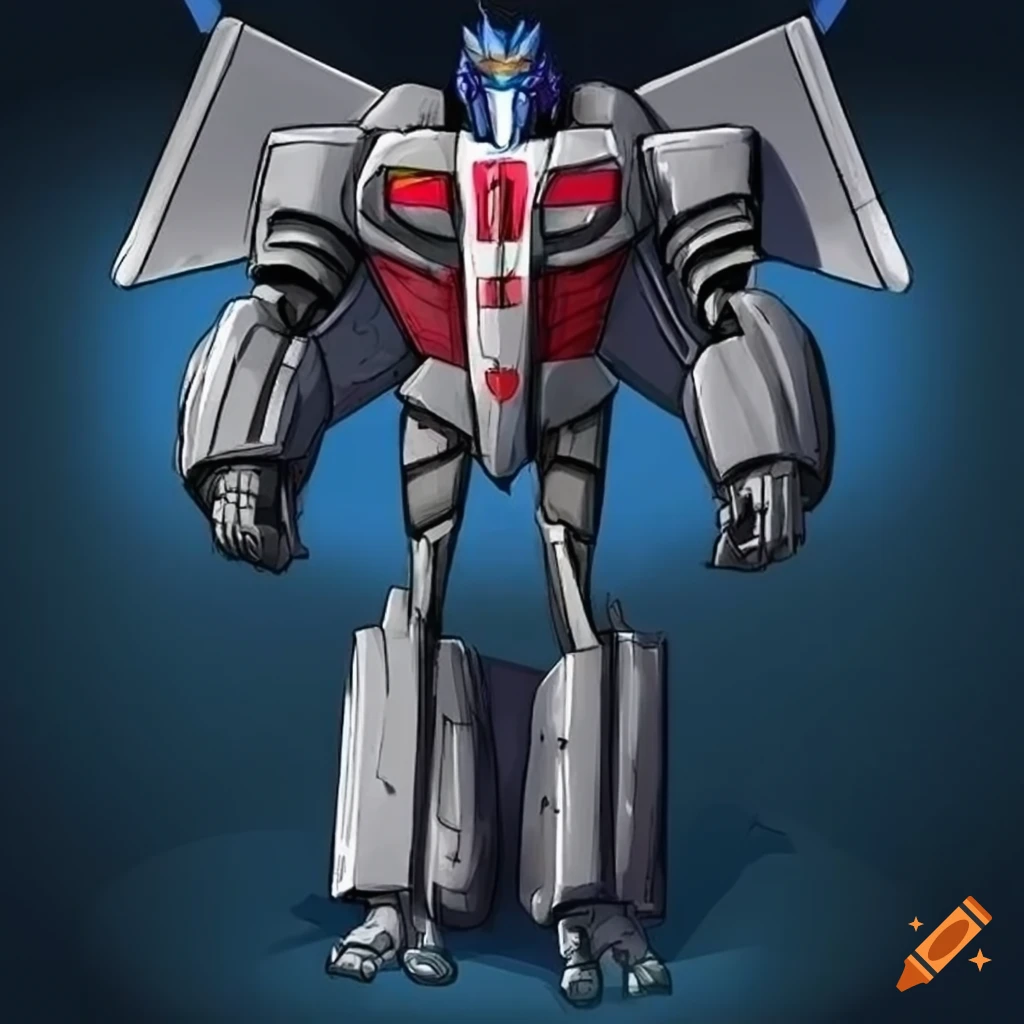 Transformers cartoon grey skinny starscream design on Craiyon