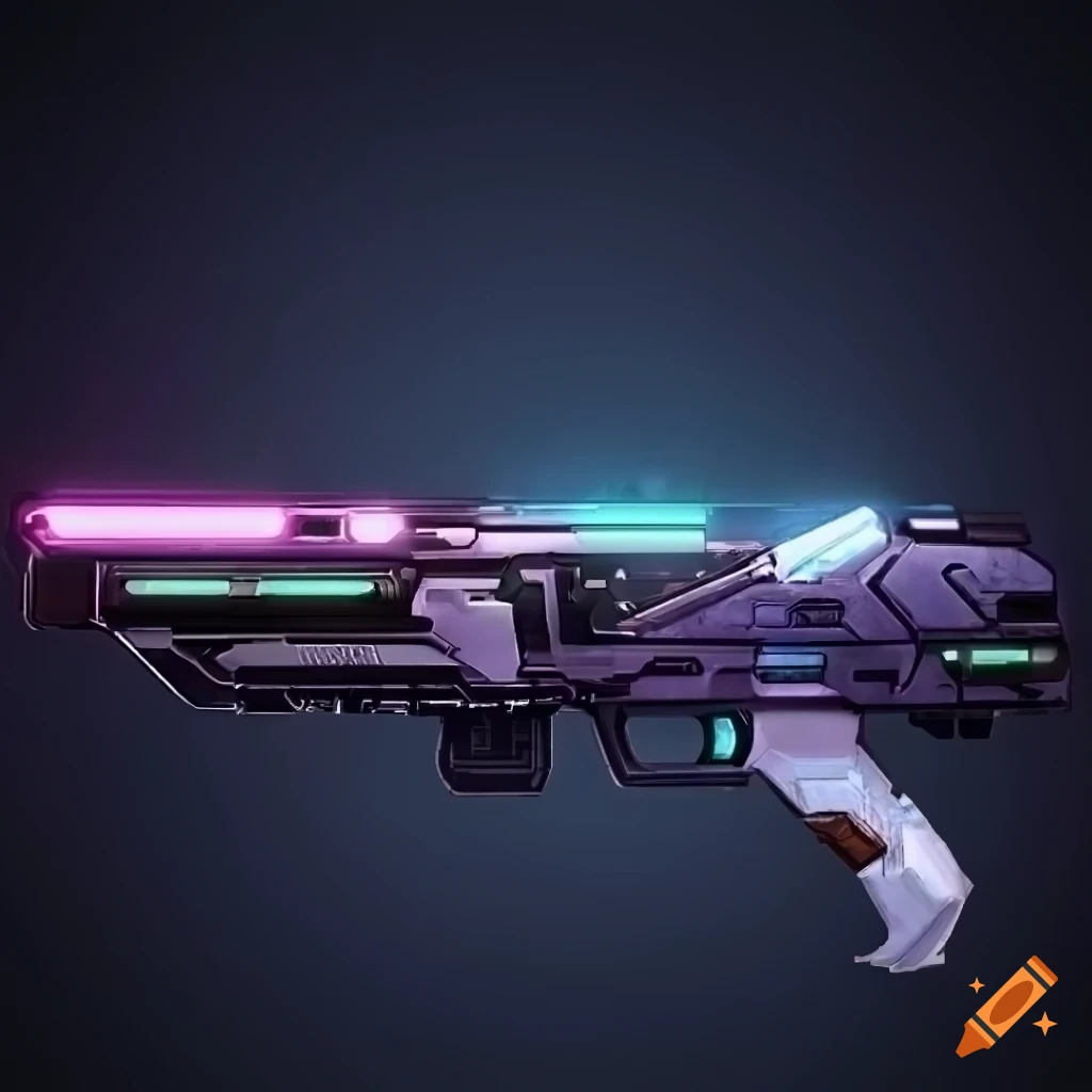 Sci fi alien rifle, lights, skin like surface, alien origin