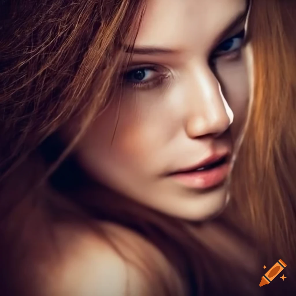 Beautiful woman with long brown locks