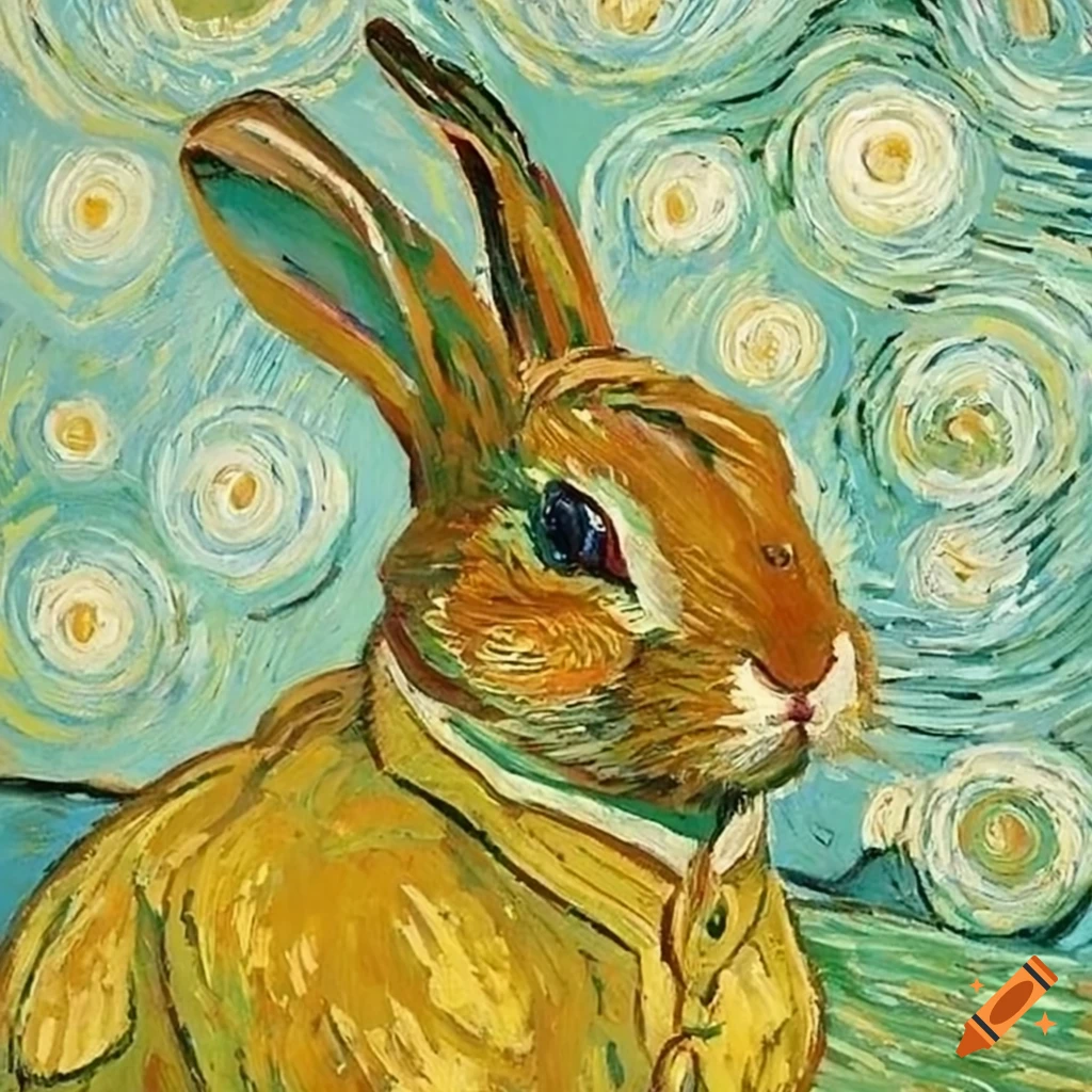 A van gogh painting of a rabbit on Craiyon