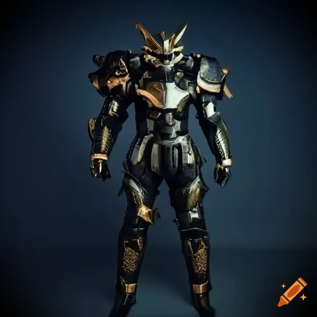 Black color magical power armor, in ghotic style with sharp edges ...