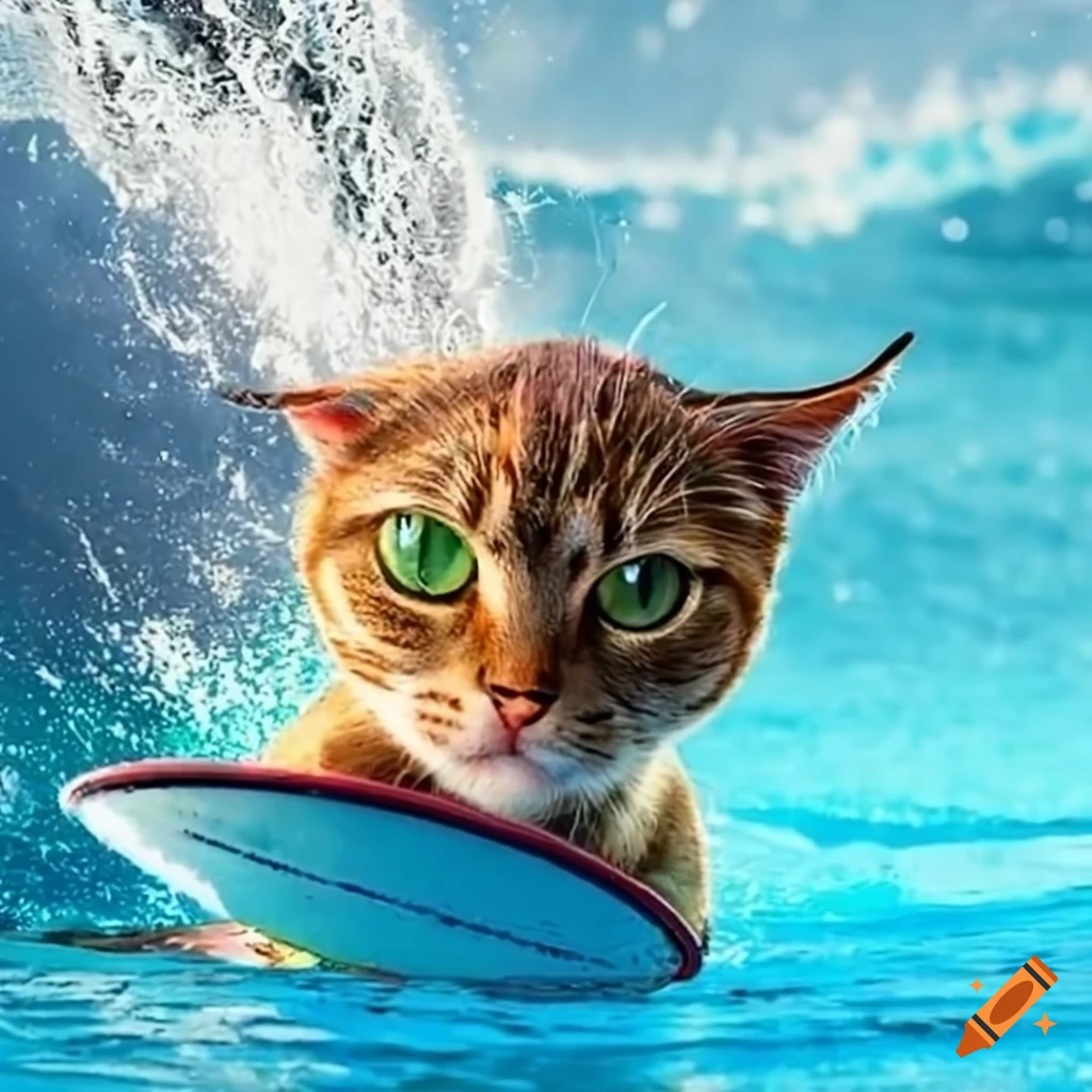 Cat surfing on Craiyon