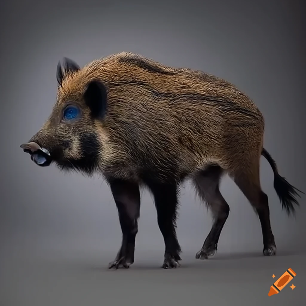 Wild boar with blue eyes on Craiyon